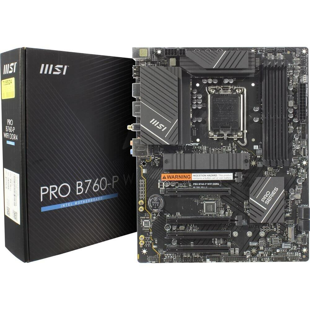 Материнская плата LGA1700 MSI PRO B760-P WIFI DDR4 PCI‑Express x16 PCI‑Express 3.0 x1