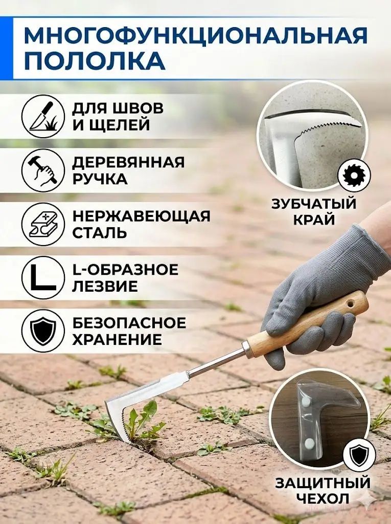 Корнеудалитель 30 см рукоять, 8 см ширина, нержавеющая сталь