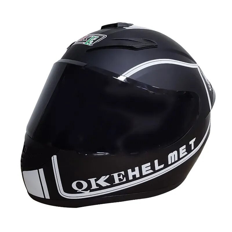 Мотошлем QKE HELMET, цвет: слоновая кость, черный, размер: XXL