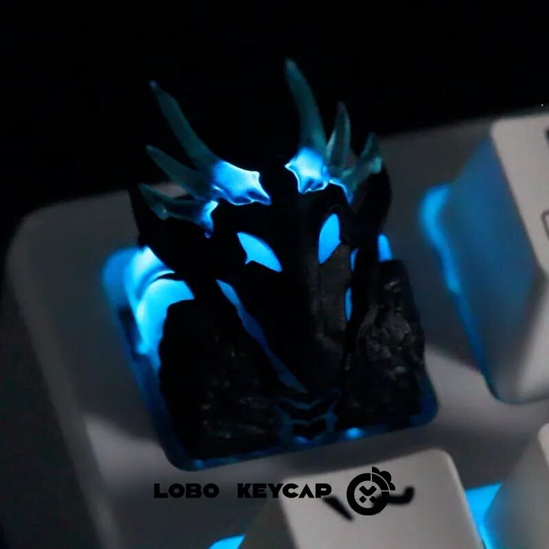 Кейкапы для клавиатуры "Solo Leveling" из смолы, черные с синим, индивидуальный дизайн — фото 1