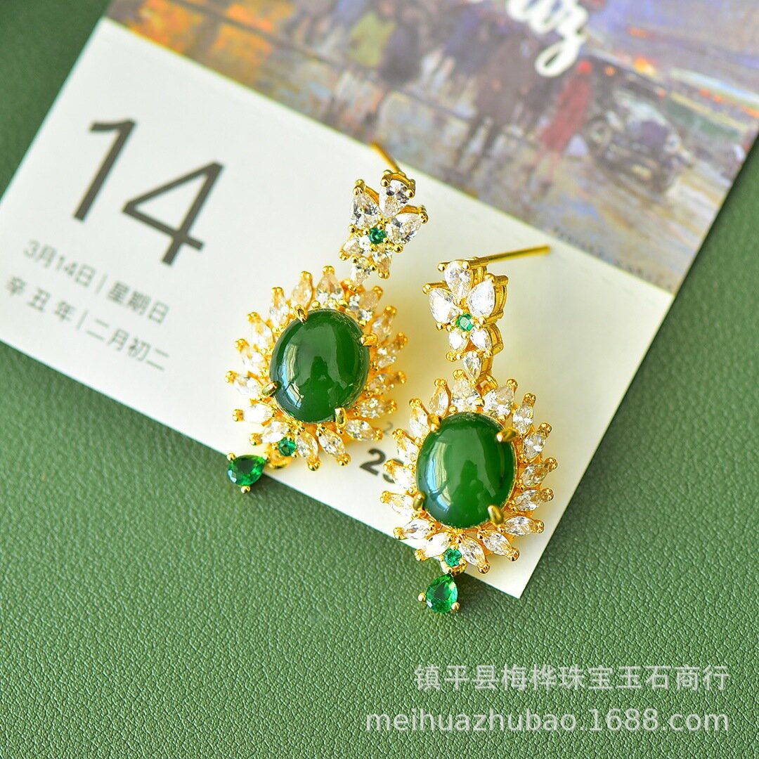 Новые серьги в китайском стиле, древние инкрустированные серьги из нефрита и яшмы, капля воды, бабочка, серьги в древнем стиле, ретро, лучший друг, женский стиль