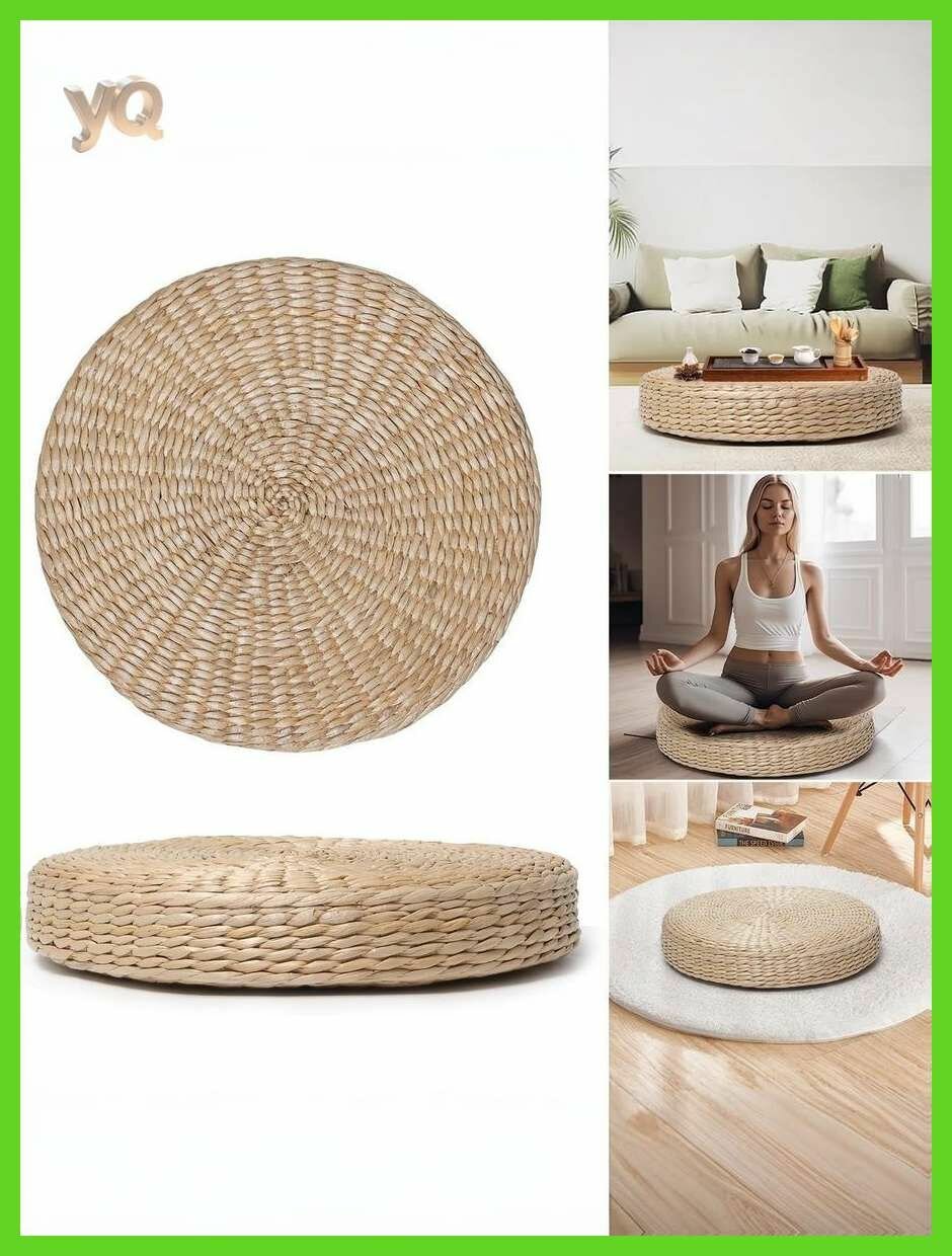 Круглый коврик татами 40 см, подушка ручной работы для медитации и йоги