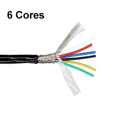 Экранированные кабели из птфэ 1-6 жил 22AWG 0.3mm, Black x 6 Cores, 2 meters