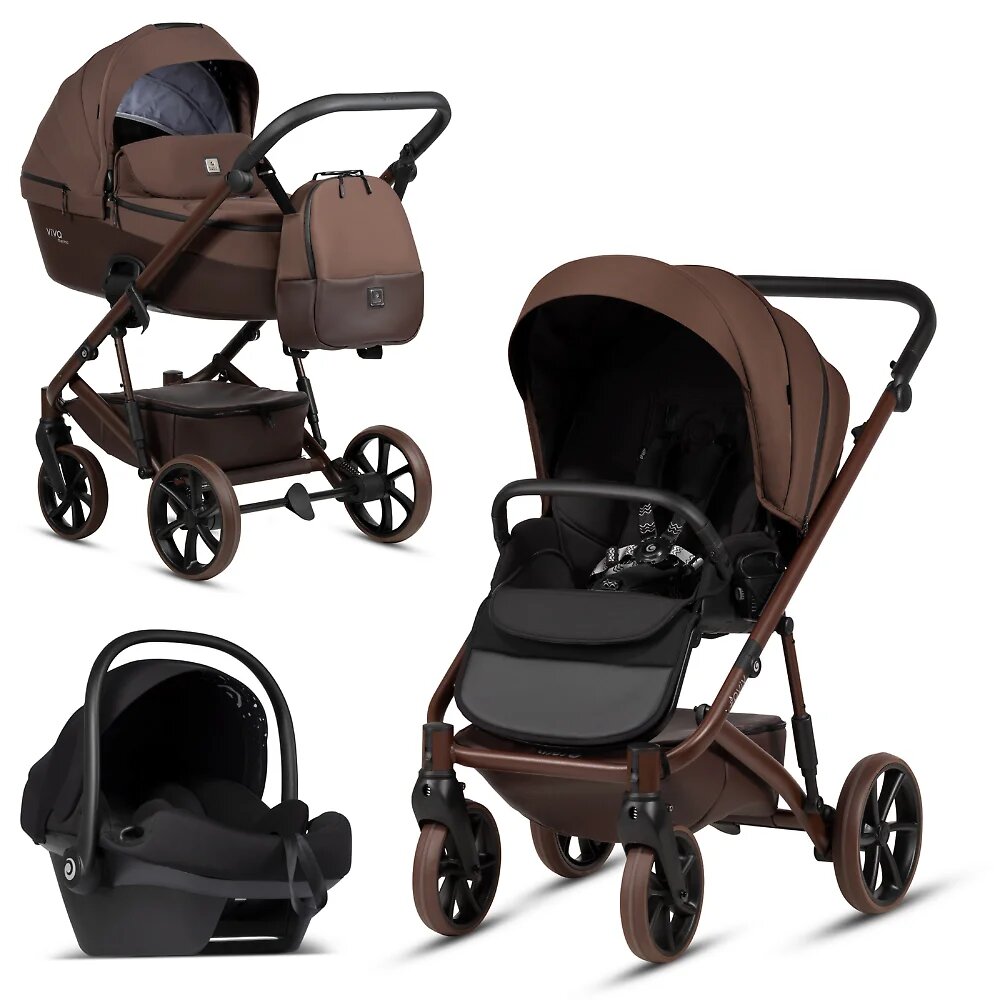 Детская коляска 3в1 Tutis Viva 6+, Elo Lux Edu Sky, цвет Espresso (Кофейный)