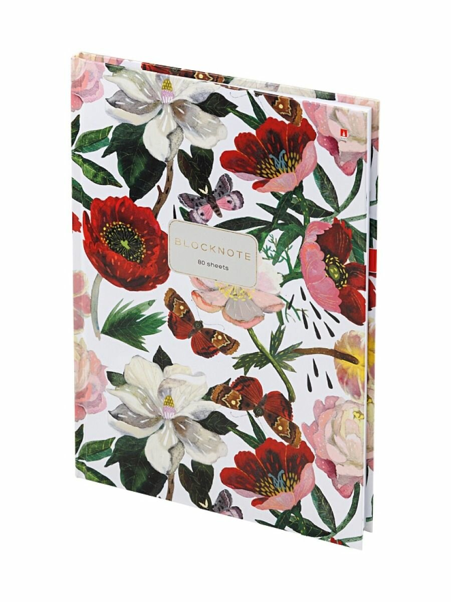 Блокнот А4 Альт FLORA. Пионы, 80 листов, в клетку