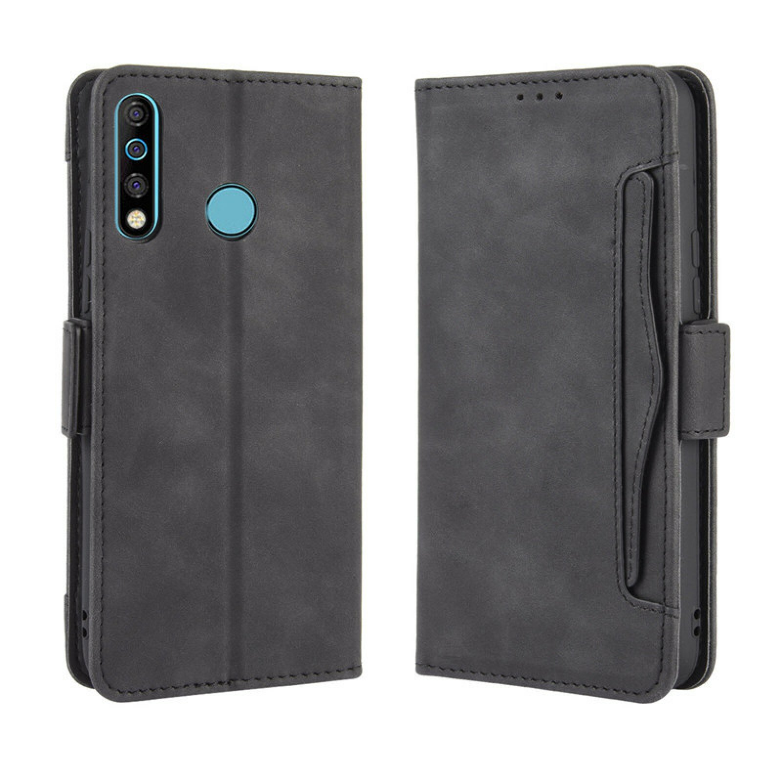 Чехол-книжка MyPads для TECNO Camon 12 из импортной кожи с подставкой и визитницей черный