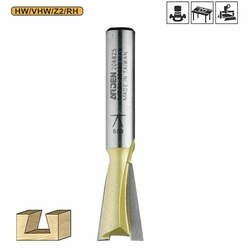 Фреза "ласточкин хвост", D14.3 мм, I12.7 мм, S12x40 мм, Z2, alfD14 Arden 206231