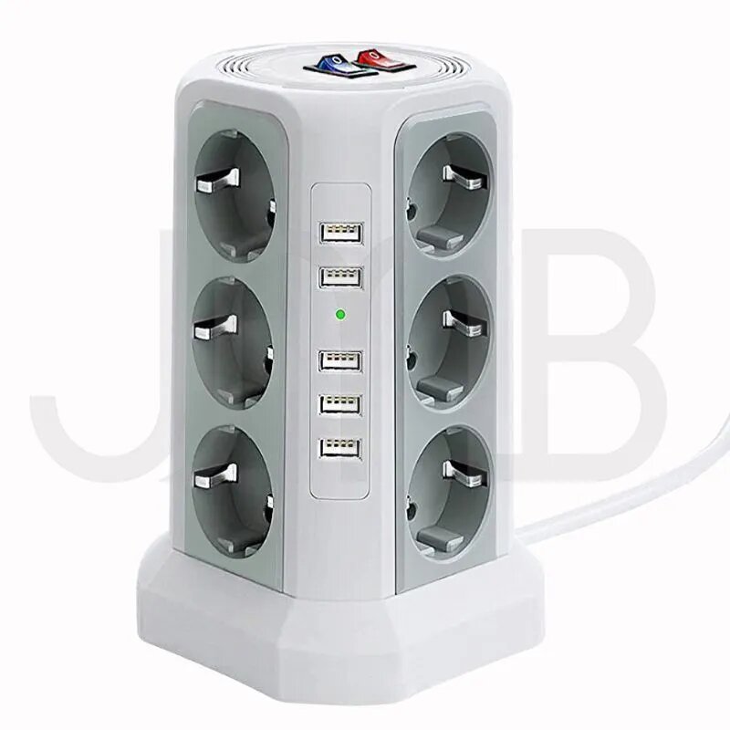 Удлинитель Куб с USB портами, выключателем, световой индикацией, защитой от детей, на 12 розеток