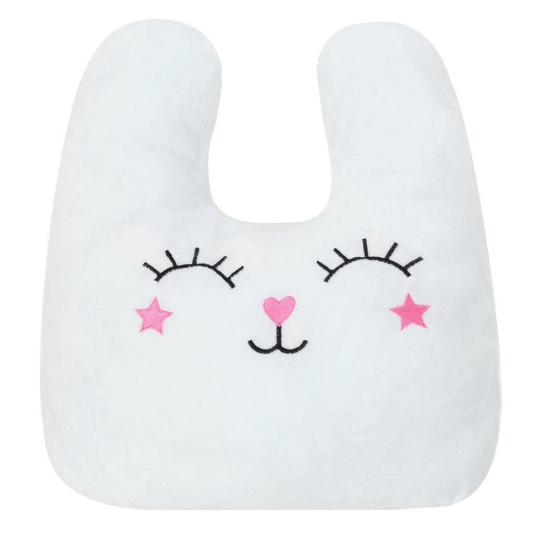 Подушка "Этель" Зайка белая, размер 48х38см, велюр, 100% полиэстер