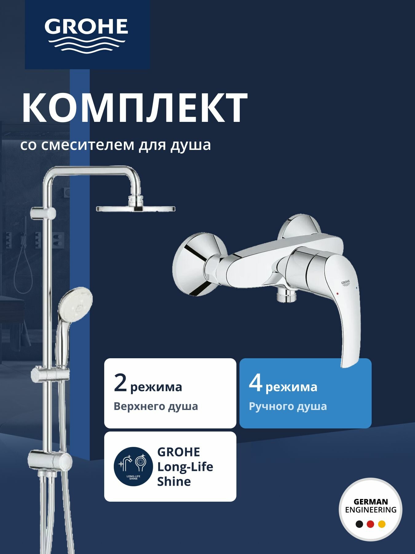 Душевая система GROHE New Tempesta 200 со смесителем (NB0044)