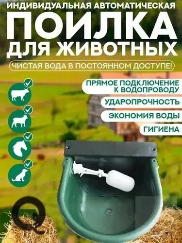 Автоматическая индивидуальная поилка для лошадей, овец, КРС, пластик, темно-зеленый, 270x280