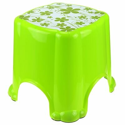 Табурет-подставка КНР пластмассовый "Средний" 31х31х28 см, с рисунком, салатовый (06106)