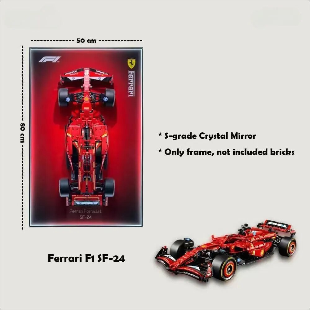 Постер Ferrari F1 SF-24 80 см х 50 см S-grade Crystal Mirror Red Race Car Art Print Frame