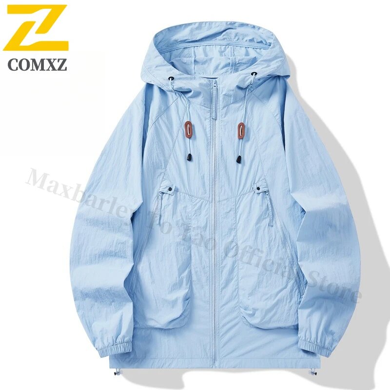 Eiao летняя куртка с капюшоном UPF50+ из полиэстера L, Синий, Синий