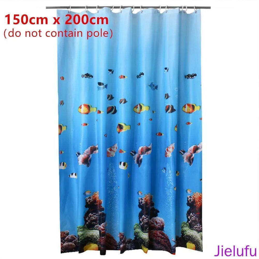 Штора для ванной 150x200 см с изображением рыб, водонепроницаемая