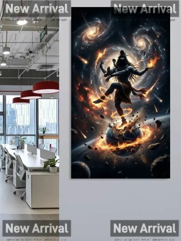 Картина "Канвас с изображением танца Шивы Натараджа 50 х 90" 50x90 см