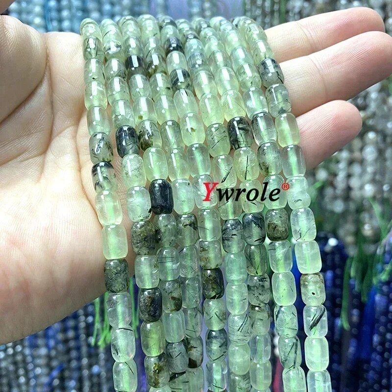 Черный турмалин, бусины 6x9 мм, YWROLE Изумрудный, 6x9mm 19-20pcs, Prehnite