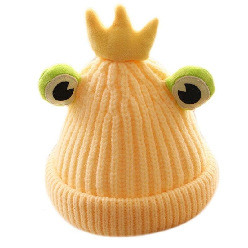 Вязаная шапка-бини с лягушкой для детей, Бежевый