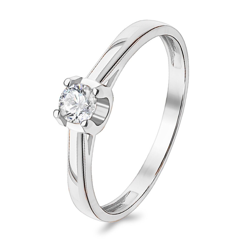 Кольцо помолвочное, белое золото, 585 проба, родирование, бриллиант