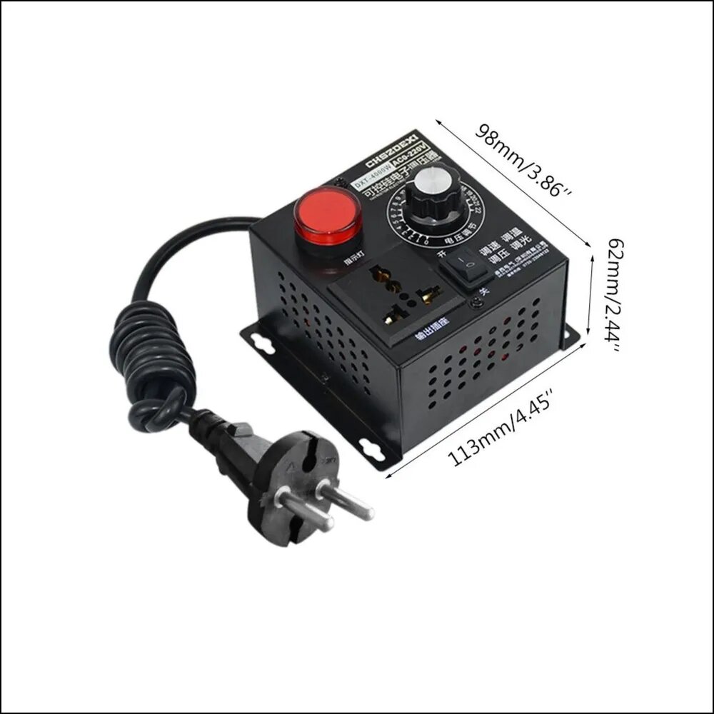 Регулятор напряжения CHSZDEXI DXT-4000W AC0-220V для вентиляторов и ламп, 4000 Вт, черный — фото 1