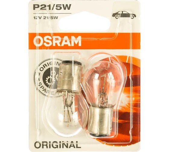 Автолампа P21.5W BAY15d 2 штуки 12В 1.10 7528-2BL Osram
