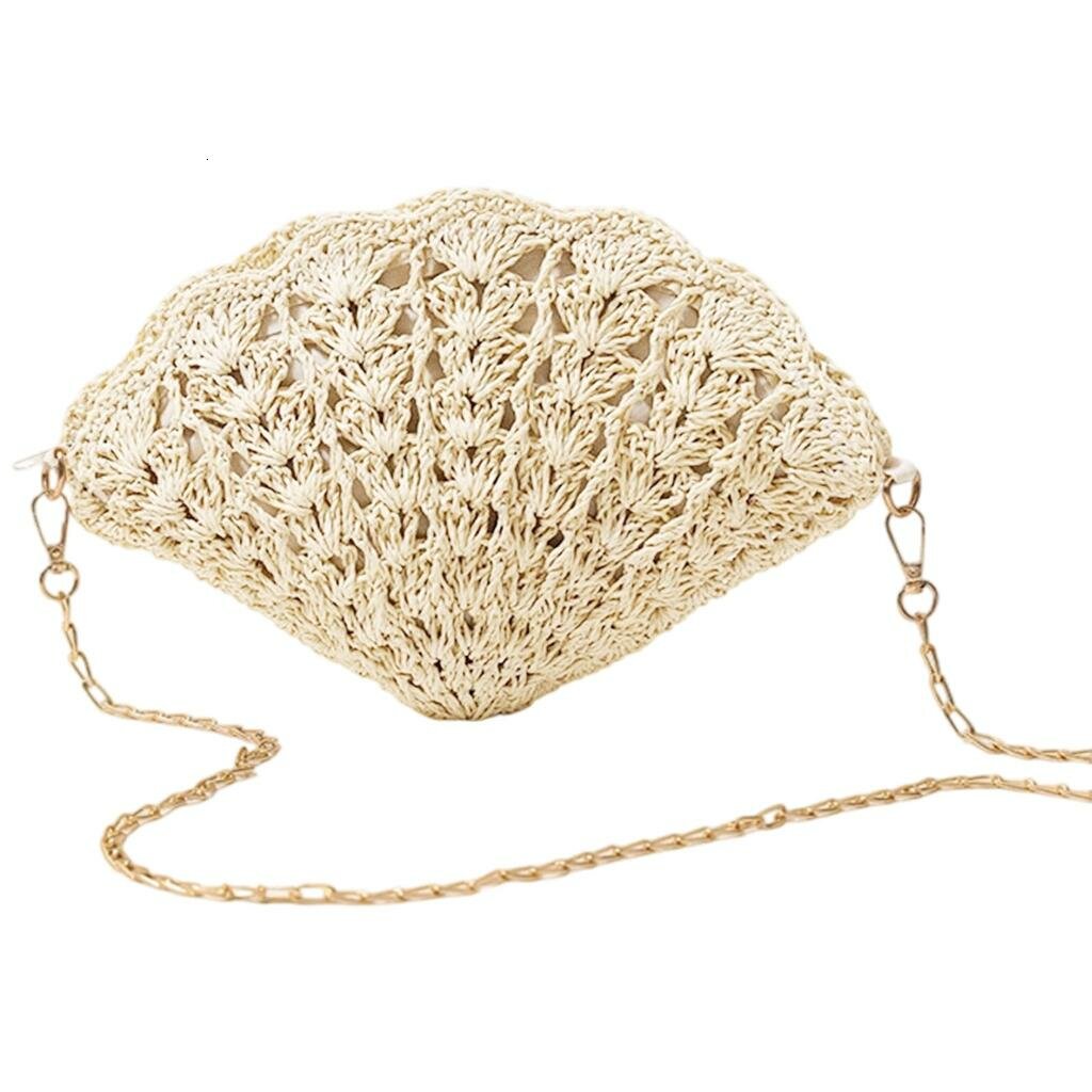 Женская соломенная сумка через плечо, Белый