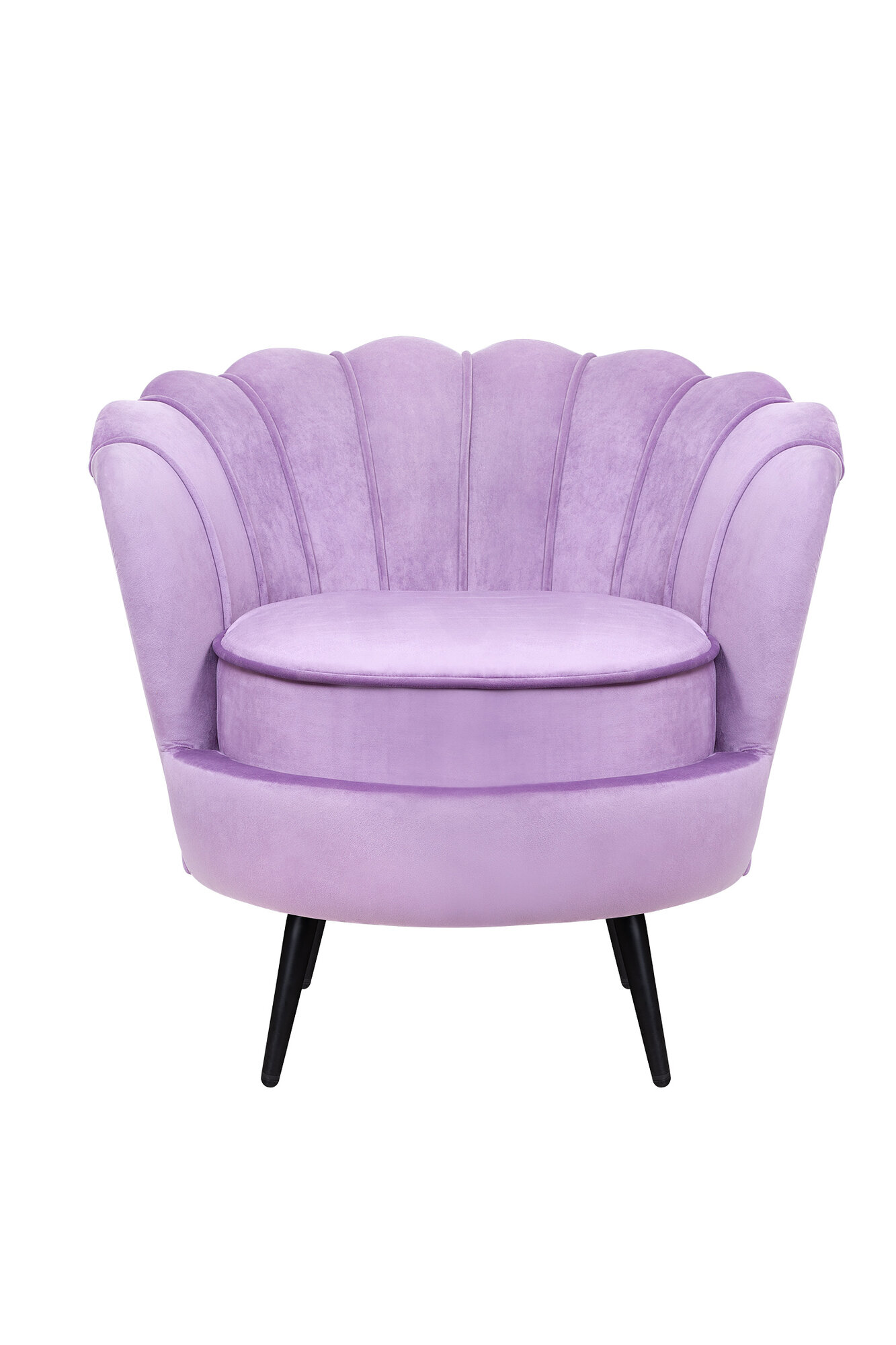 Кресло ракушка Mak-interior, Pearl purple, дизайнерское для дома, фиолетовая с черными ногами