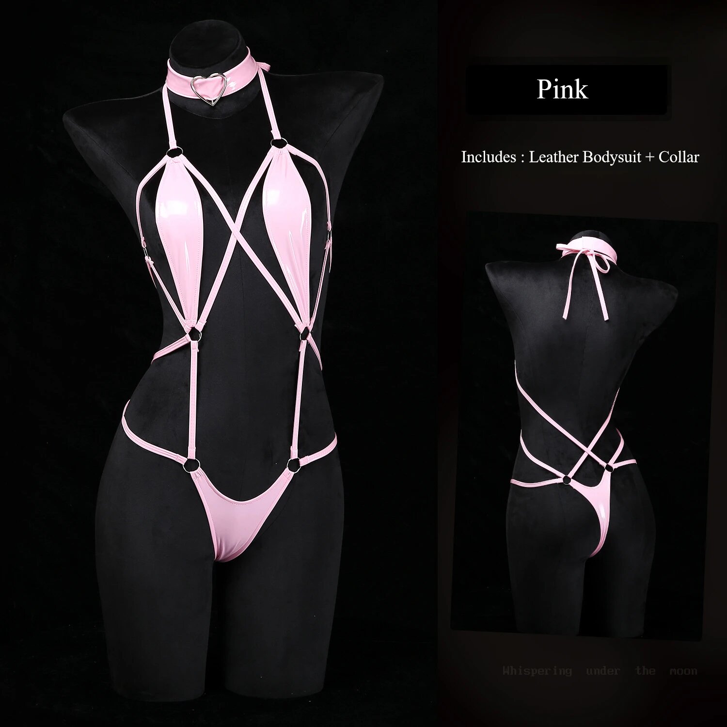Сексуальное женское белье, боди, эротический кожаный комбинезон с вырезами, ночная Розовый, PK