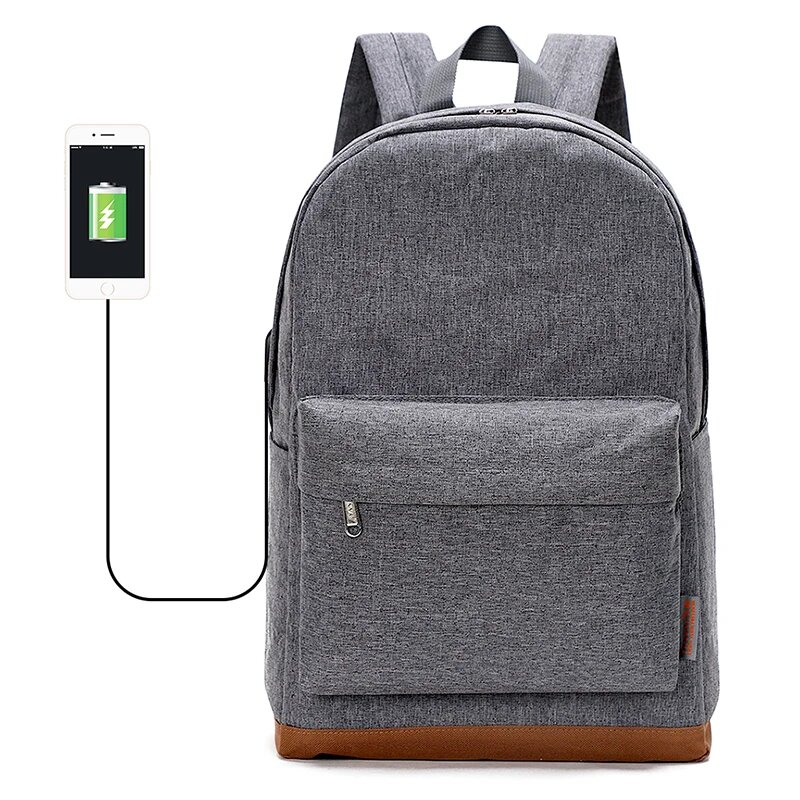 Серый рюкзак TINYAT 14" с USB, водонепроницаемый