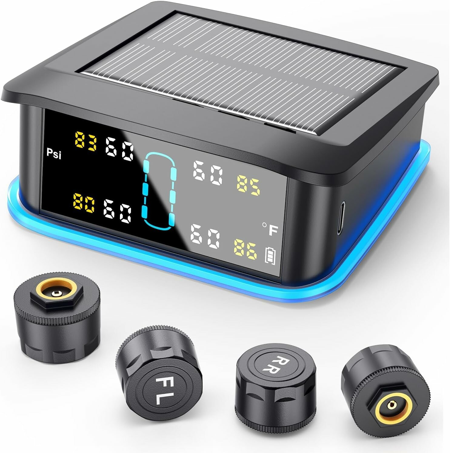 Система контроля давления в шинах, солнечная беспроводная система TPMS в режиме реального времени с 4 датчиками давления