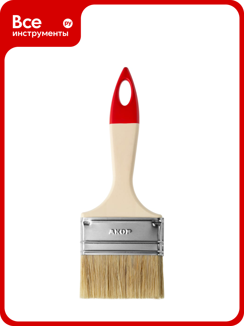 Кисть плоская универсальная Акор, ширина 70 мм, толщина 12 мм, легкая пластиковая ручка, Столичная 137 12 070