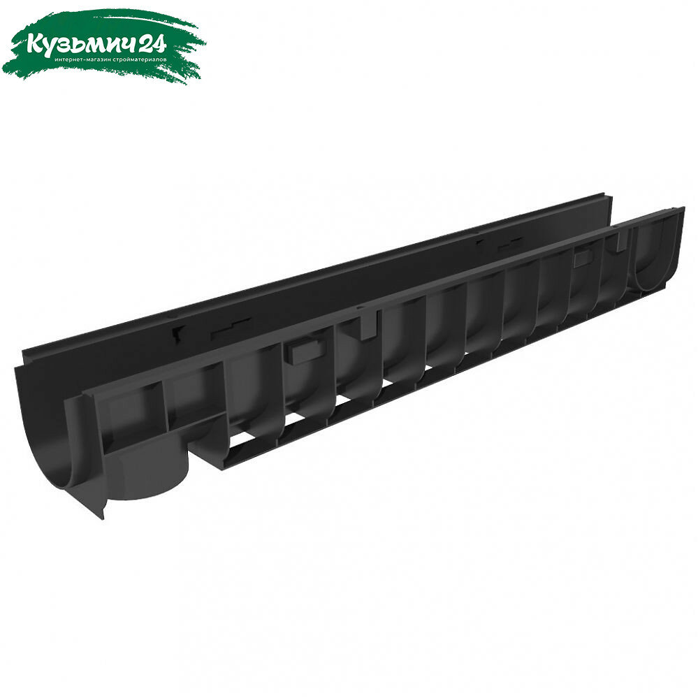 Лоток водоотводный Gidrolika Standart 801, ЛВ-10.14,5.12, пластик, класс нагрузки С250, без решетки