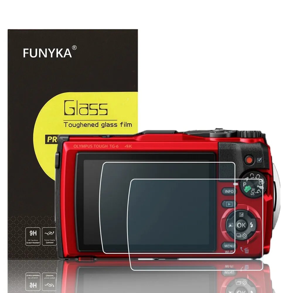 Комплект 2 шт: Защитное стекло для экрана камеры Olympus TG-7, TG-6 TG-5, TG-4, TG-3