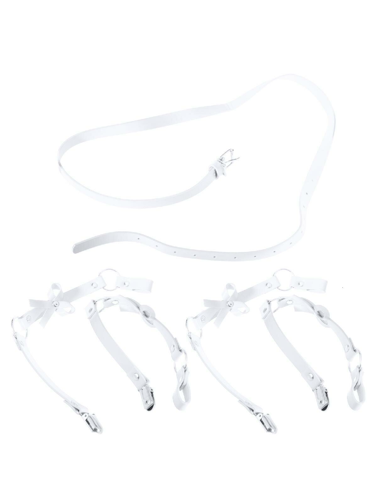 Кожаный готический пояс для чулок, Белый