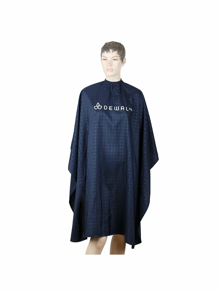 Пеньюар парикмахерский на крючках для стрижки DEWAL PRO "Логотип" 128 х 146 см AA01Blue