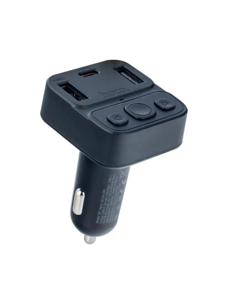 Трансмиттер АЗУ E87 HOCO PD20W + 2 USB car BT FM чёрный