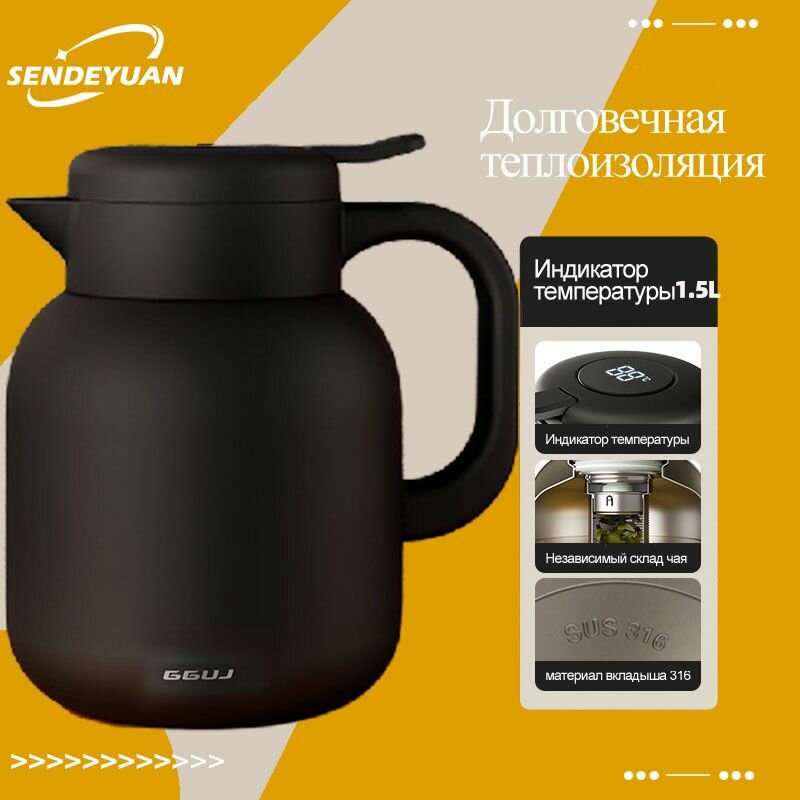 SENDEYUAN Термос С кнопкой, 1.5 л