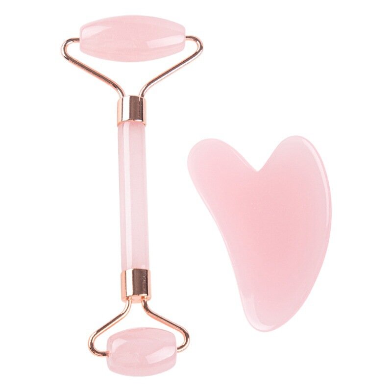 Массажная палочка для лица Crystal Jade Roller Beauty Massager, с шариками, белая, в форме сердца