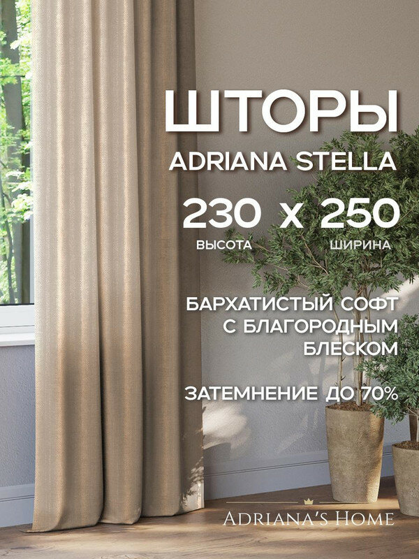 Шторы Adriana Stella, софт, бежевый, комплект из 2 штор, высота 230 см, ширина 250 см, лента