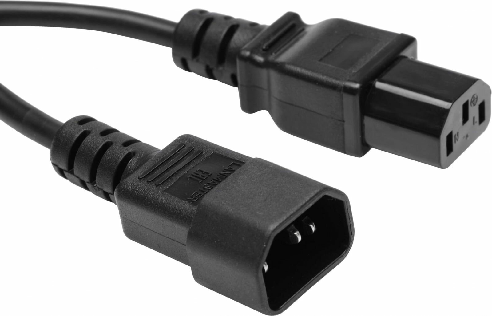 Шнур питания Lanmaster C13-С14, проводник 3х0,75 мм2, 1,8 м, 220 В, 10 А, черный (LAN-PP13/14-1.8-BK)