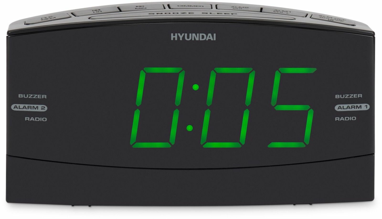 Радиобудильник HYUNDAI черный, LCD подсветка зеленая, часы цифровые, FM (H-RCL238)