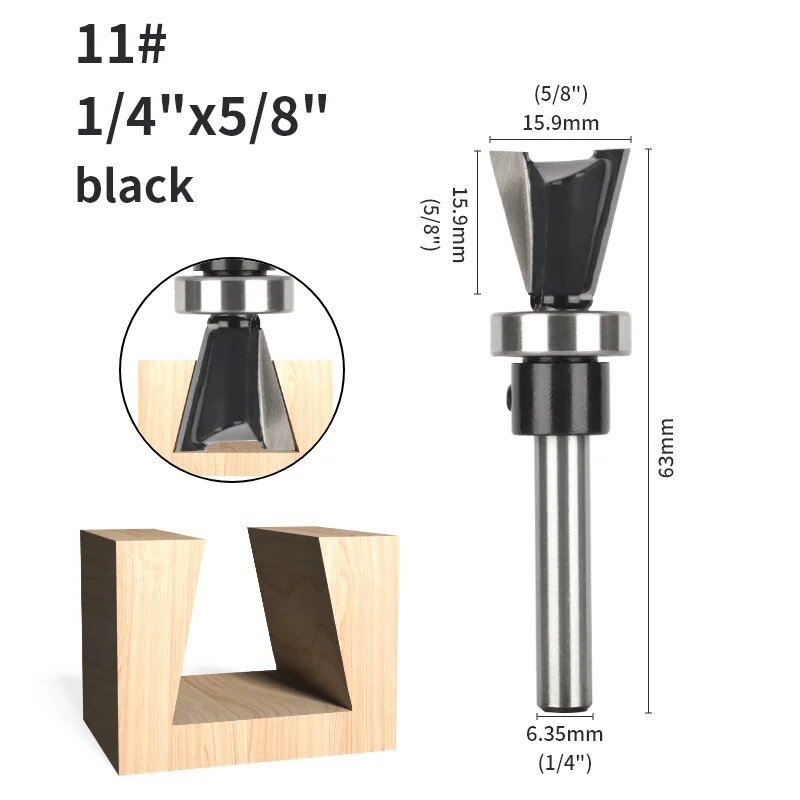 Твердосплавные фрезы "ласточкин хвост" 6 мм 6,35 мм 8 мм 6.35x15.9 Black