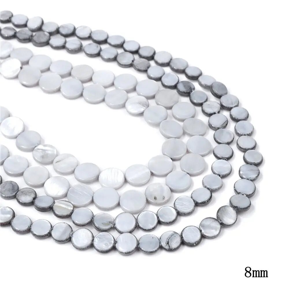 Серые перламутровые бусины из раковин для украшений 13 Round 8mm