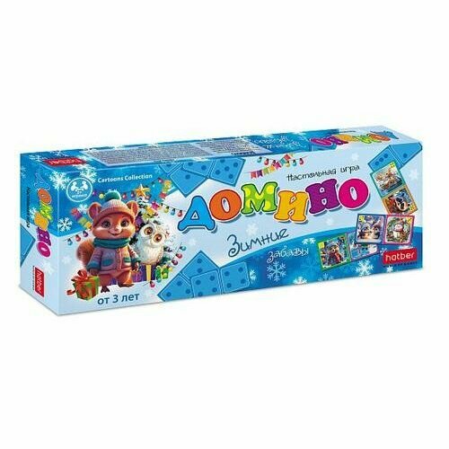 Настольная игра хатбер-м домино, Зимние забавы 28 карточек, от 3 лет, 28ИнД_35242