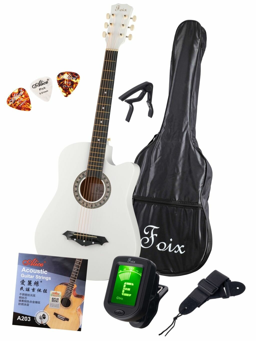 FFG-2038CAP-WH Акустическая гитара+Аксессуары, Foix