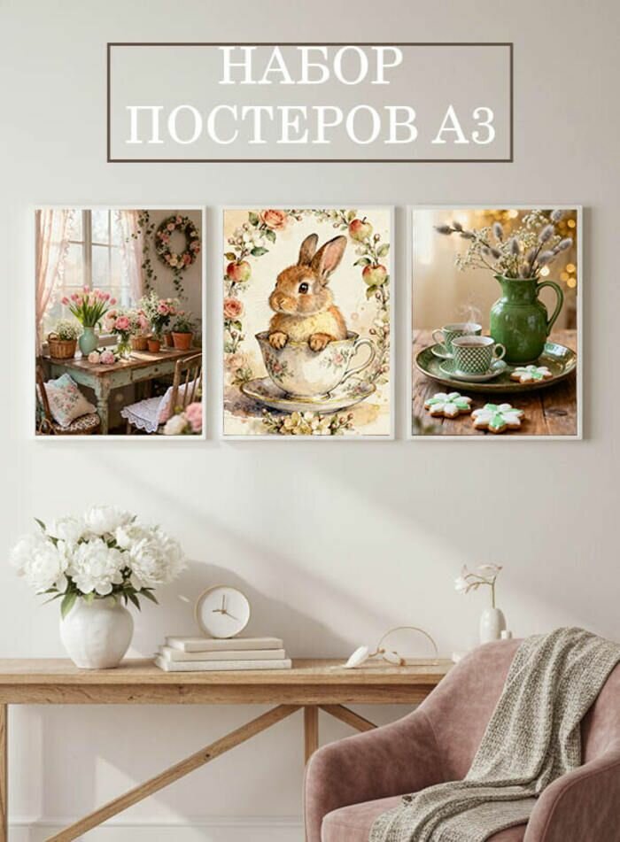 Интерьерные постеры на стену А3 набор 3 шт