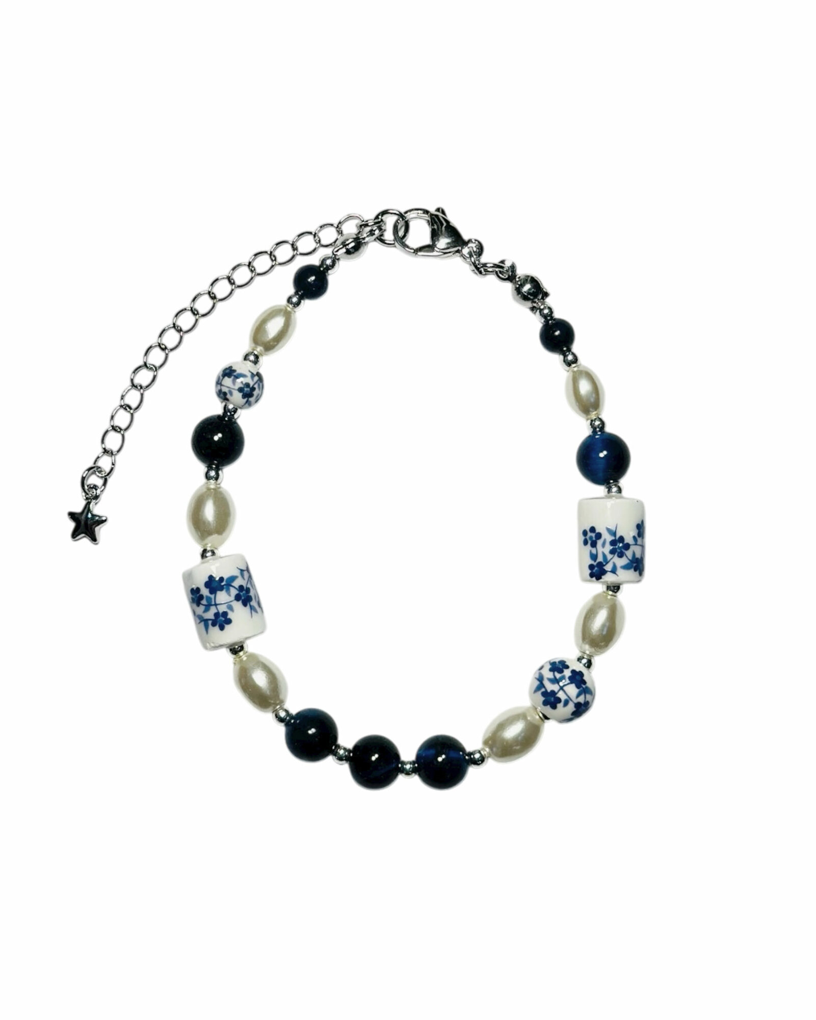 Браслет-цепочка, жемчуг пресноводный культивированный, керамика, лазурит