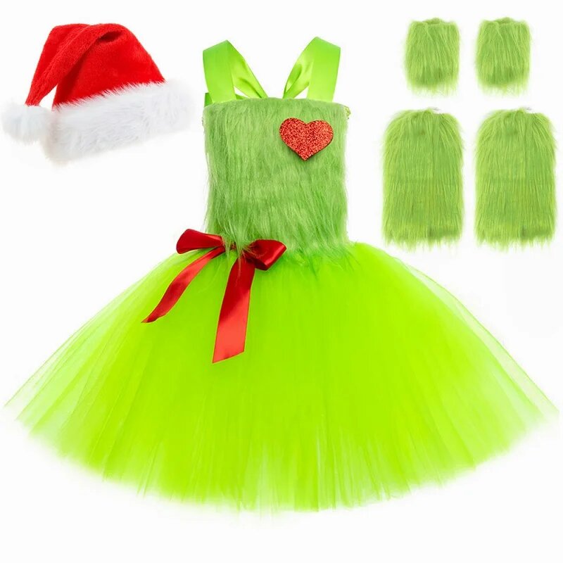 Детский костюм Гринч для девочки 7, Set C