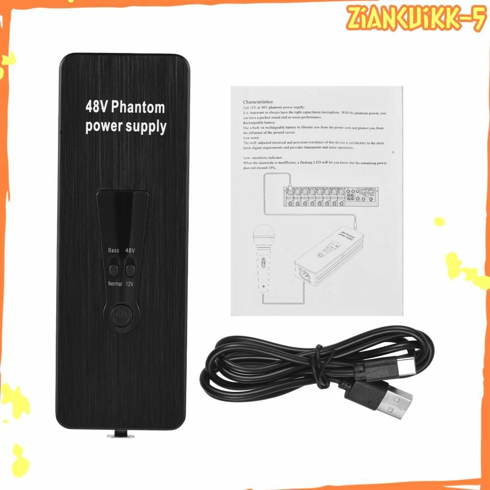 48V/12V фантомное питание, компактное и портативное, для микрофонов в студиях
