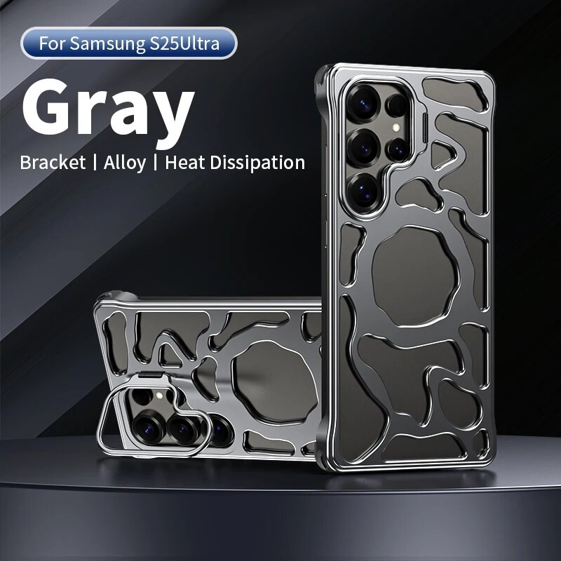 Магнитный металлический чехол без рамки для Samsung S26 S25 S24 Серый, серый, For Galaxy S23 Ultra